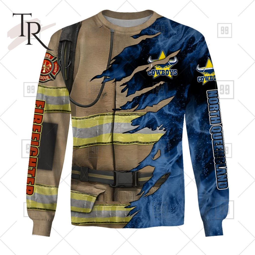 NRL North Queensland Cowboys Special Design With Firefighter Hoodie 3D ...