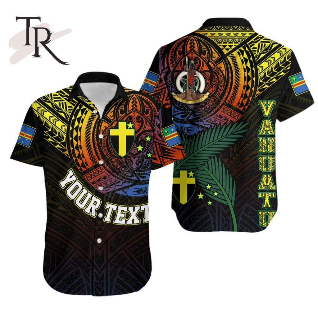 Personalised Vanuatu Hawaiian Shirt Turtle Chest Tattoo Flag Color ...