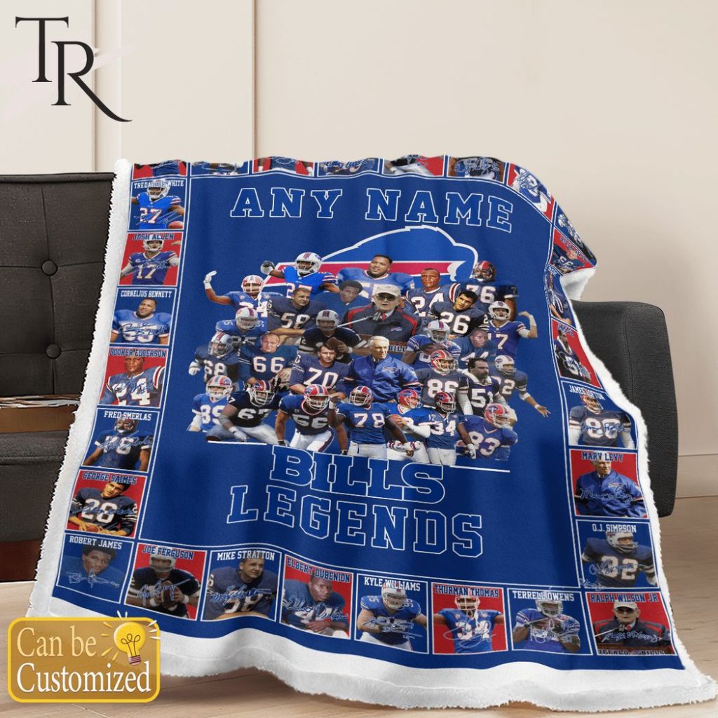 Custom Name Buffalo Bills Legends Fleece Blanket - Torunstyle