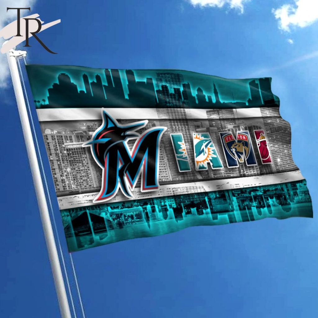 Miami With Teams From Major League Sports Flag - Torunstyle