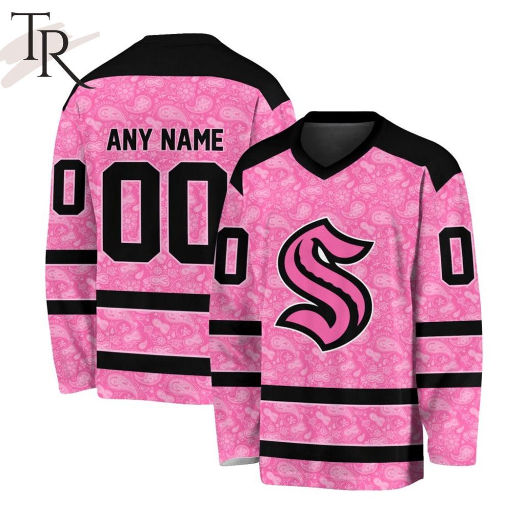 NHL Seattle Kraken Special Pink V-neck Long Sleeve - Torunstyle