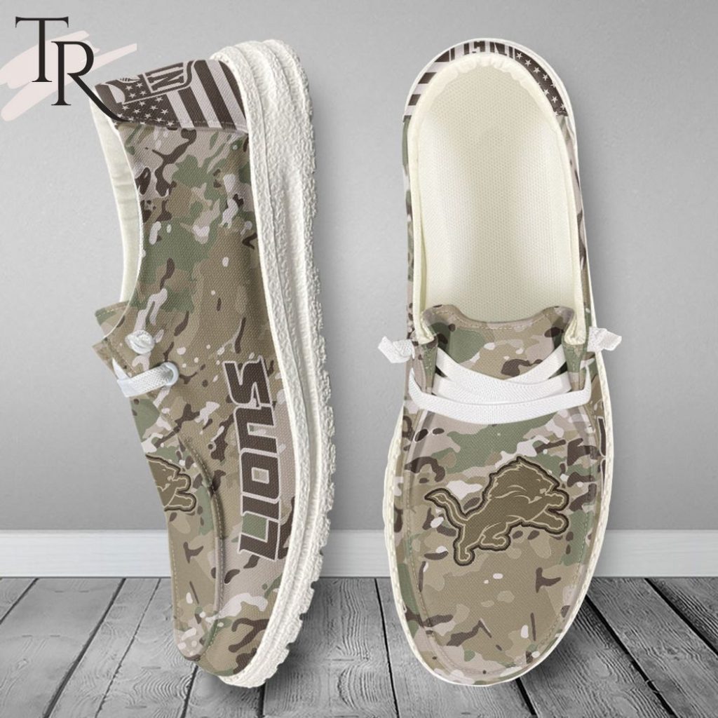 NFL Detroit Lions Military Camouflage Design Hey Dude Shoes Football ...