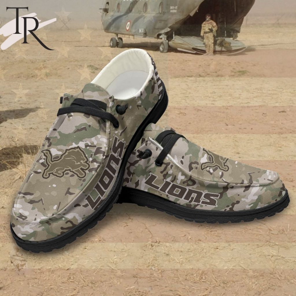 NFL Detroit Lions Military Camouflage Design Hey Dude Shoes Football ...
