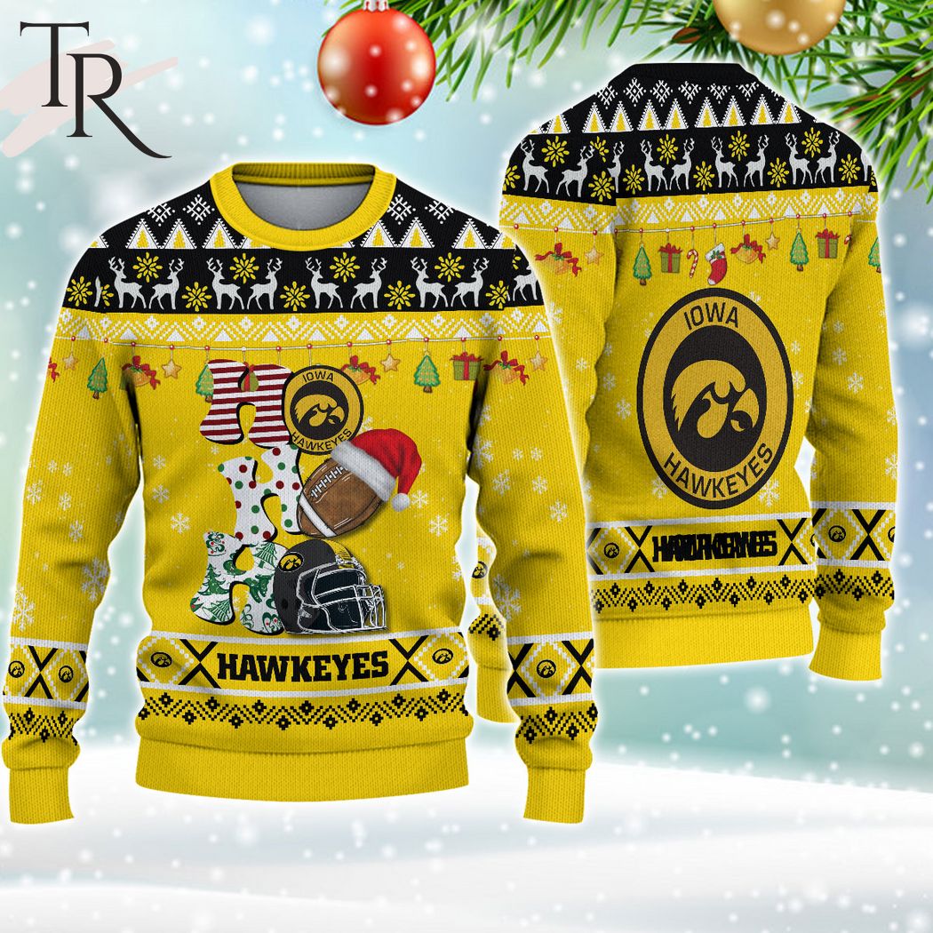 NCAA Iowa Hawkeyes HO HO HO Ugly Christmas Sweater - Torunstyle