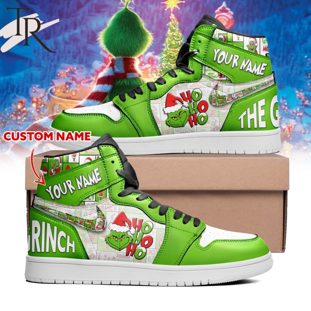 The Grinch Ho Ho Ho Custom Name Air Jordan 1 - Torunstyle
