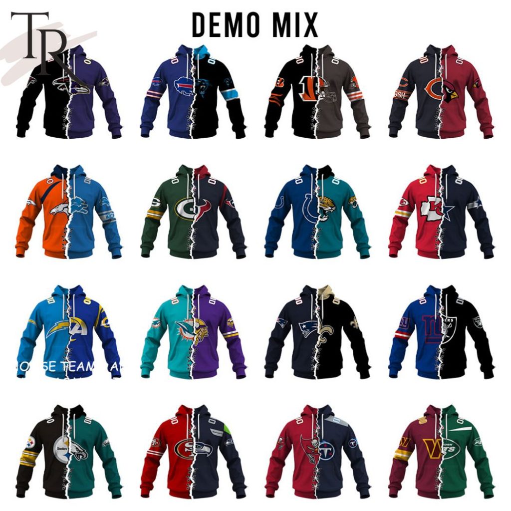 Mix 2 NFL Teams Select Any 2 Teams to Mix and Match! Hoodie - Torunstyle