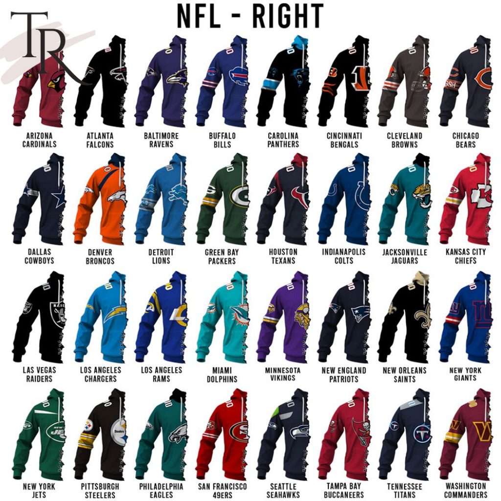 Mix 2 NFL Teams Select Any 2 Teams to Mix and Match! Hoodie - Torunstyle