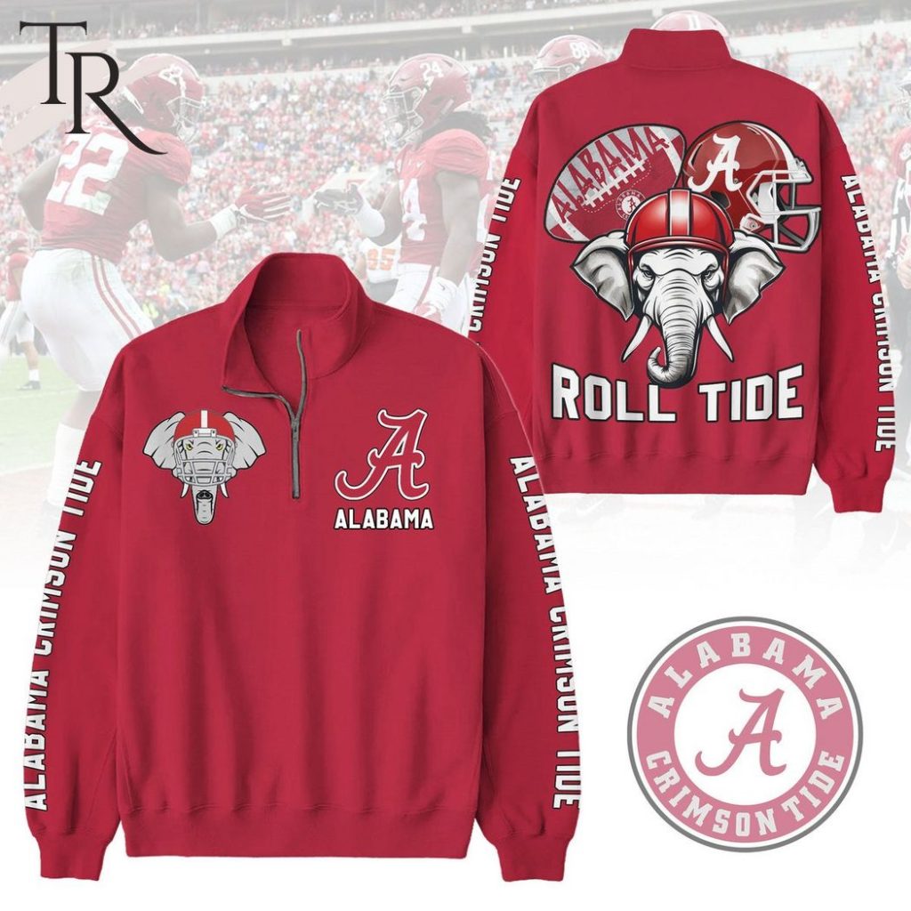 Alabama Crimson Tide Roll Tide Half Zip Sweatshirt - Torunstyle
