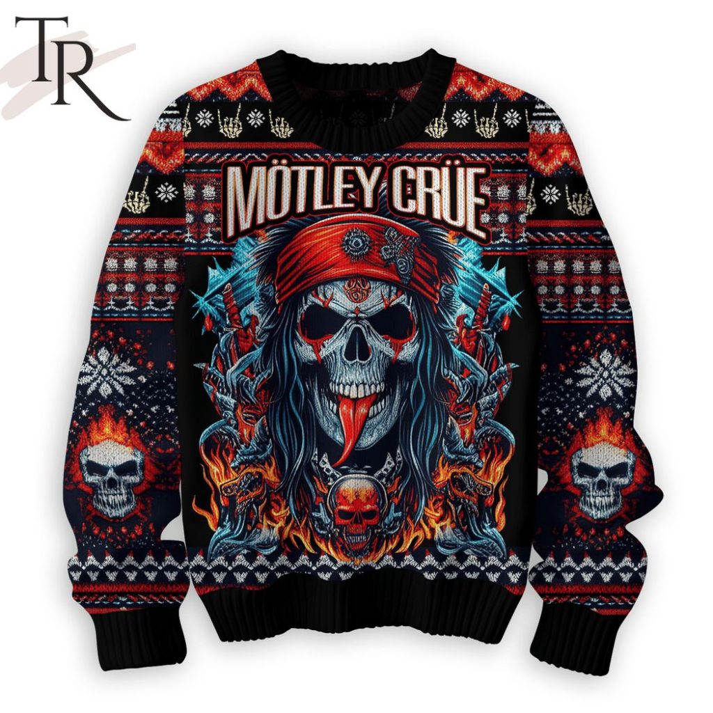 Motley Crue Skull Art Design Ugly Sweater - Torunstyle