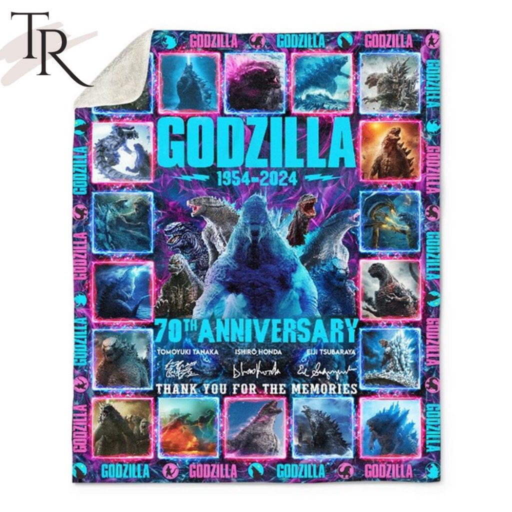 Godzilla 1954 - 2024 70th Anniversary Thank You For The Memories Fleece ...