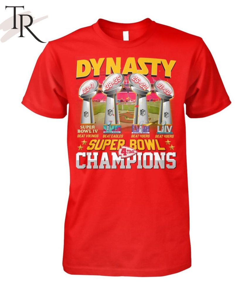 Kansas City Chiefs Dynasty Super Bowl 4 Time Champions T-Shirt - Torunstyle