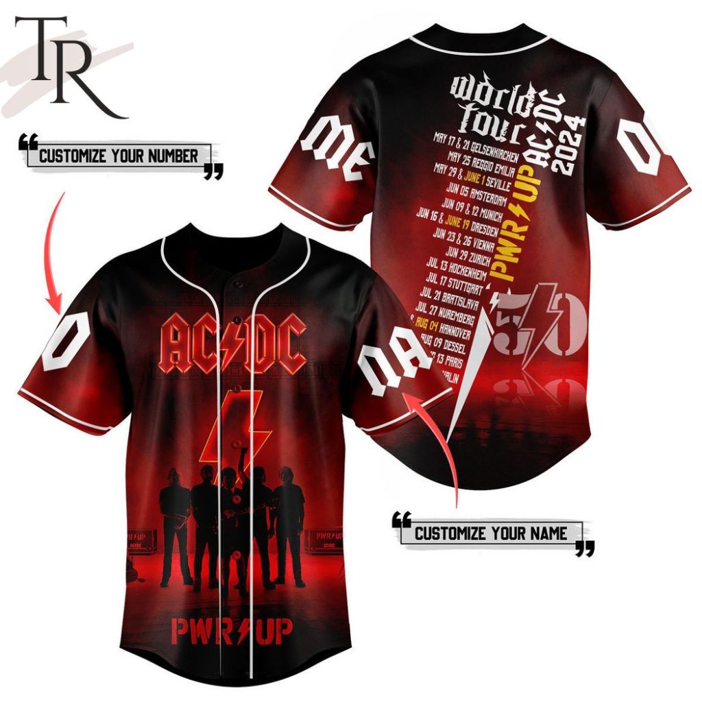 PWR Up World Tour 2024 ACDC Custom Baseball Jersey - Torunstyle