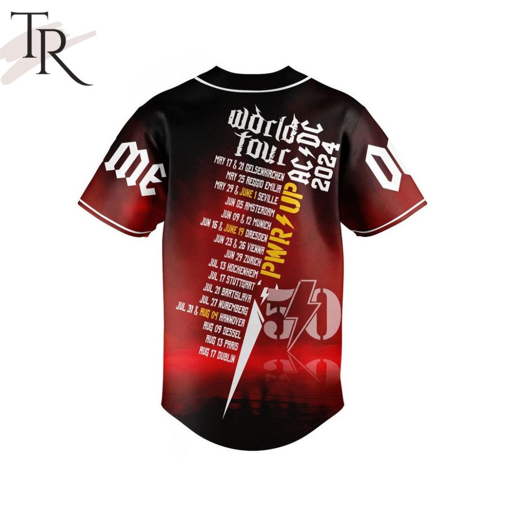 PWR Up World Tour 2024 ACDC Custom Baseball Jersey - Torunstyle