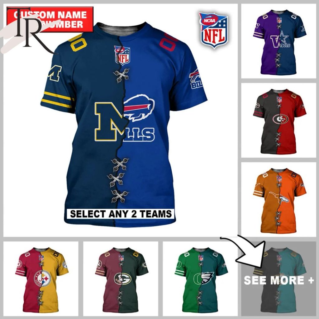 Personalized NCAA x NFL Special Design Collection Select Any 2 Teams to ...