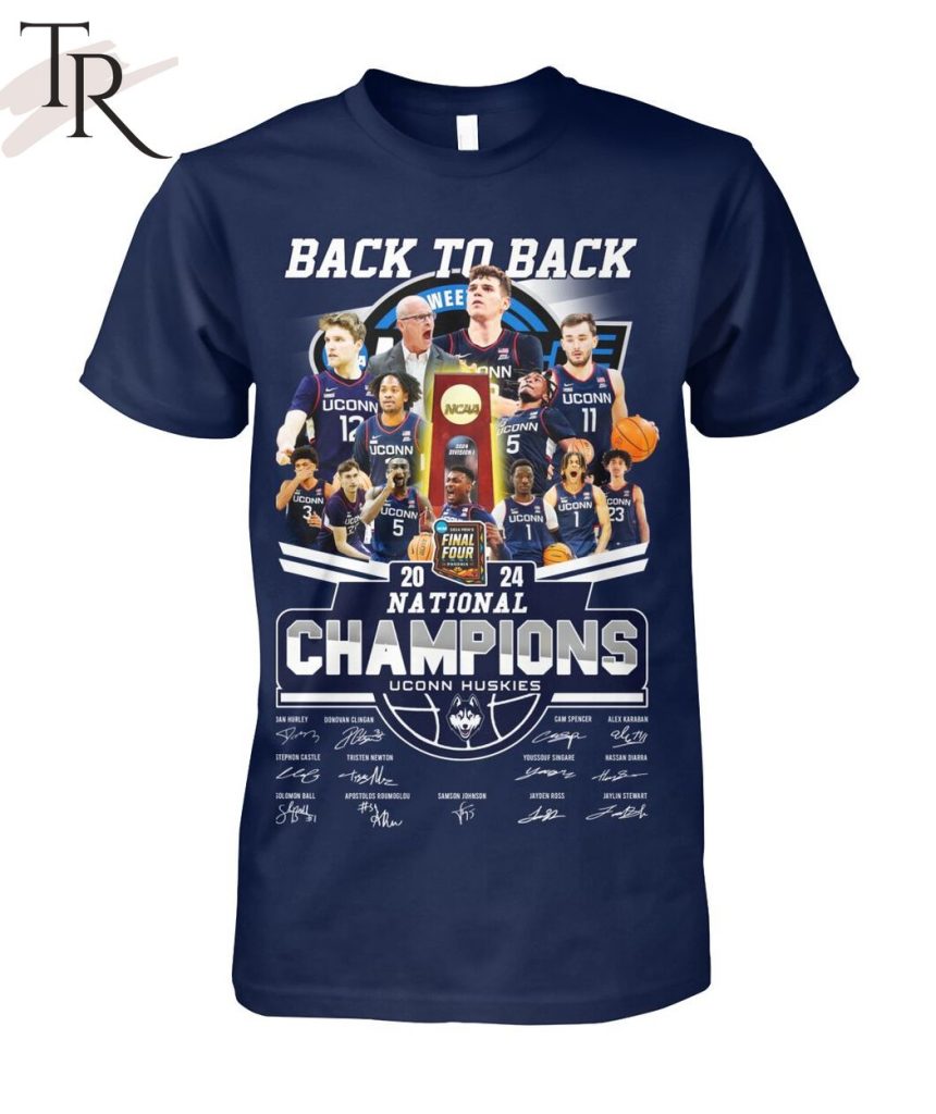 Uconn Huskies Back To Back National Champions 2024 T-Shirt - Torunstyle