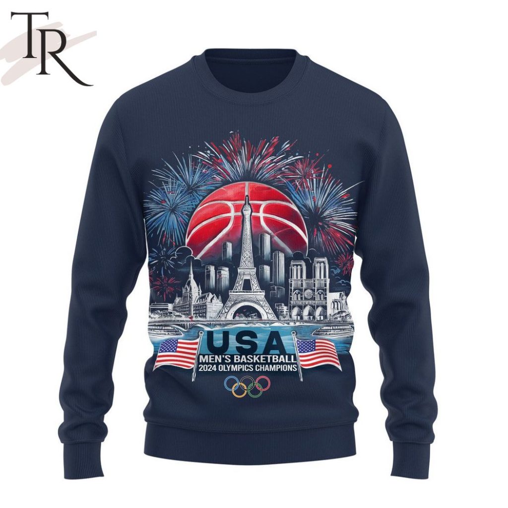 USA Men's Basketball 2024 Olympics Champions Hoodie - Navy - Torunstyle